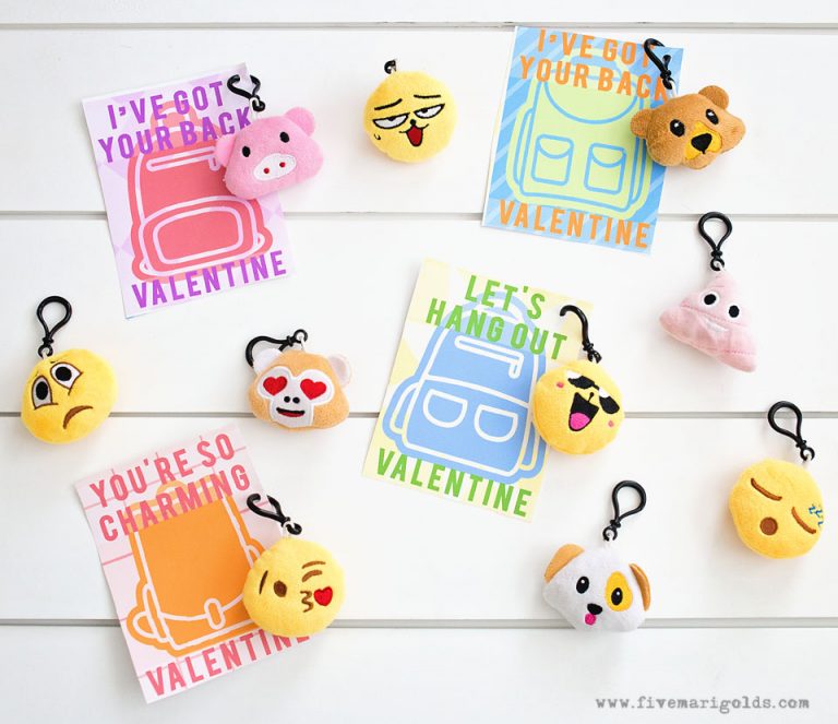 Backpack Charms Valentines Printables - Five Marigolds