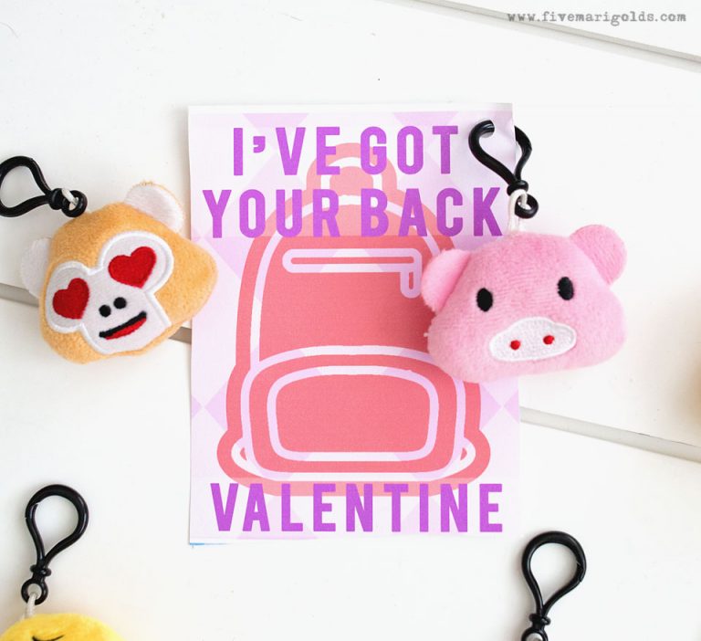 Backpack Charms Valentines Printables - Five Marigolds