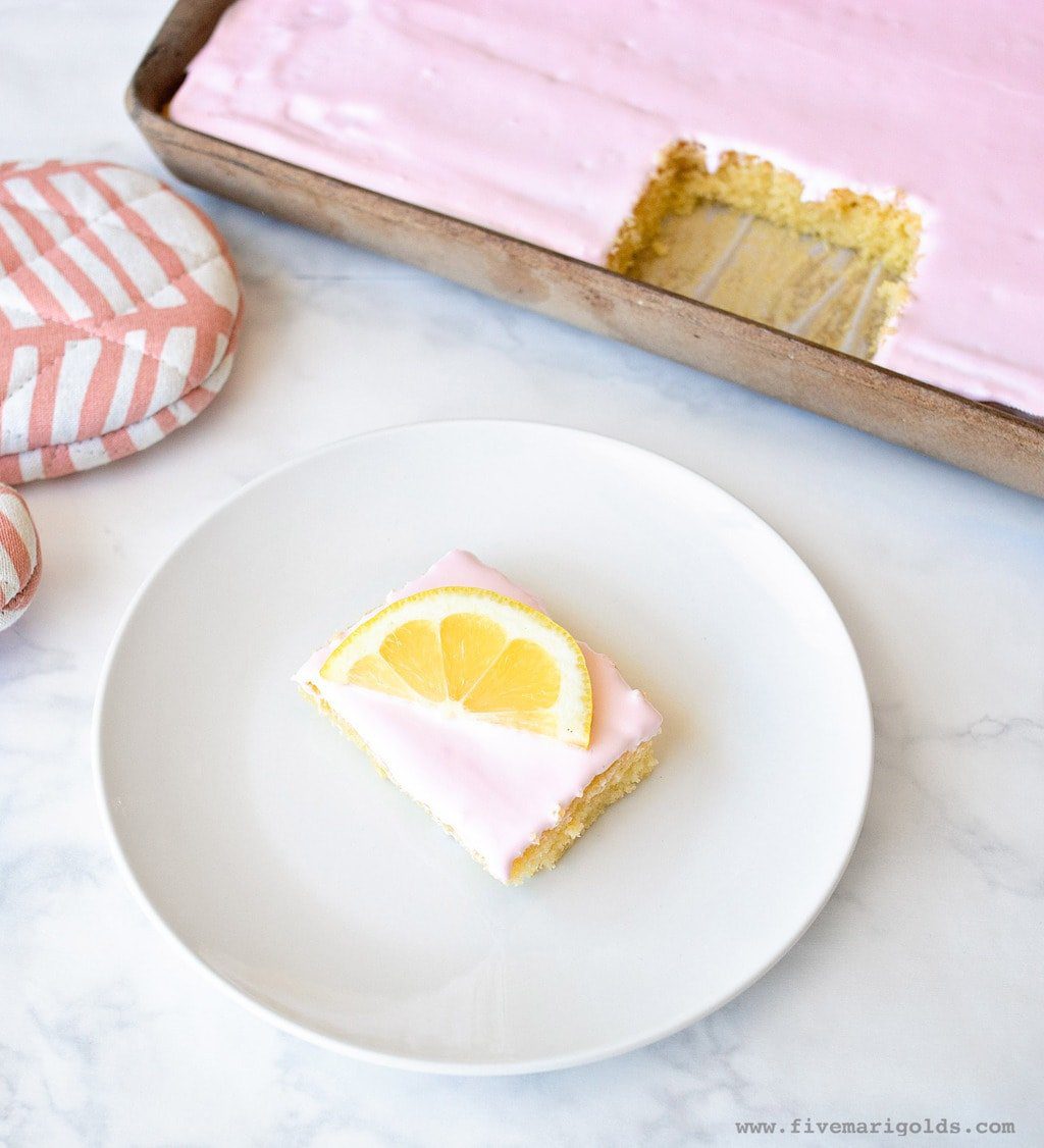 Pink Lemonade Sheet Cake - Five Marigolds